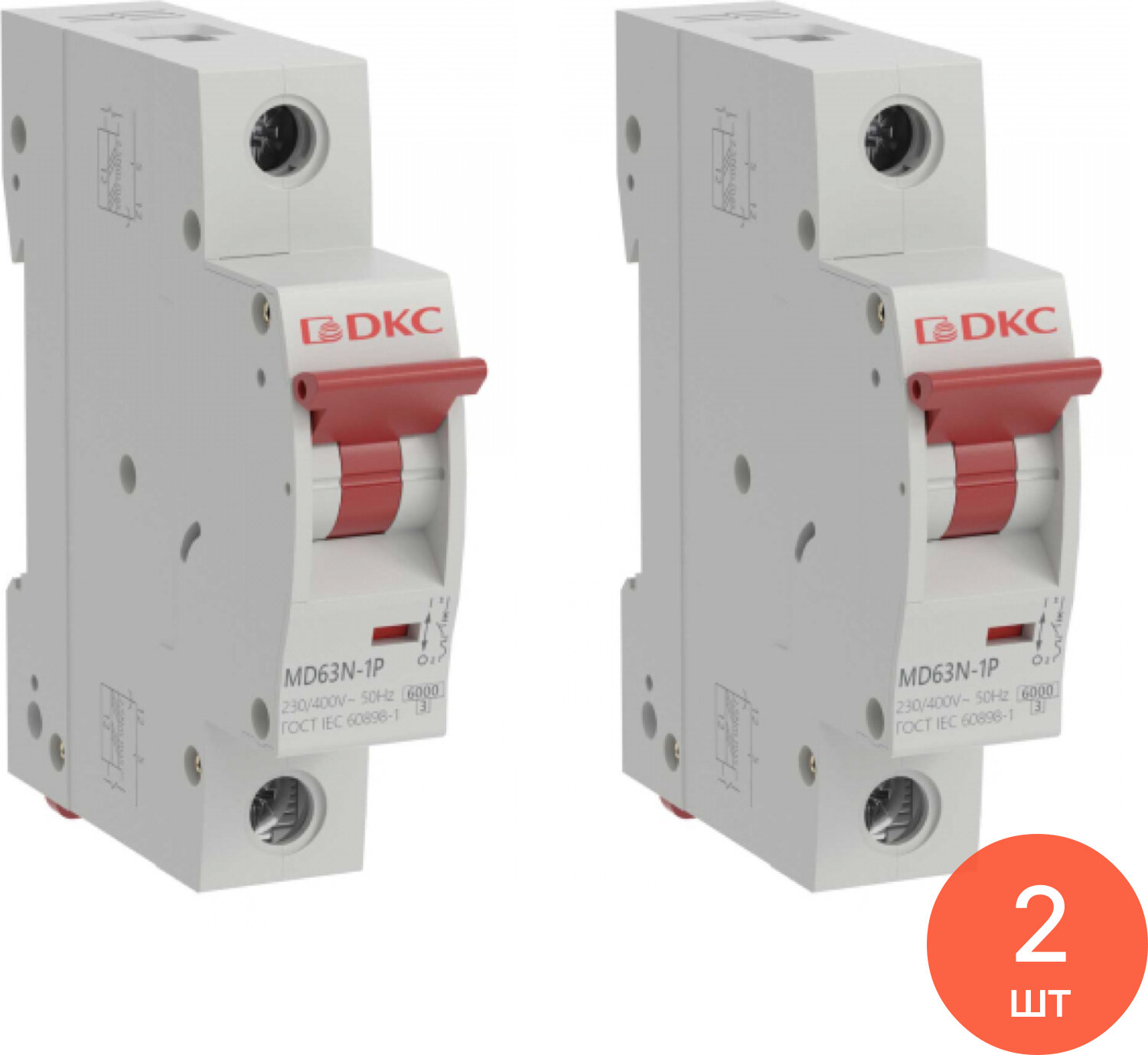 Автоматический выключатель DKC / ДКС YON max MD63N модульный, 1P 32А характеристика С, 6кА, MD63N-1PC32 / электроавтомат (комплект из 2 шт)