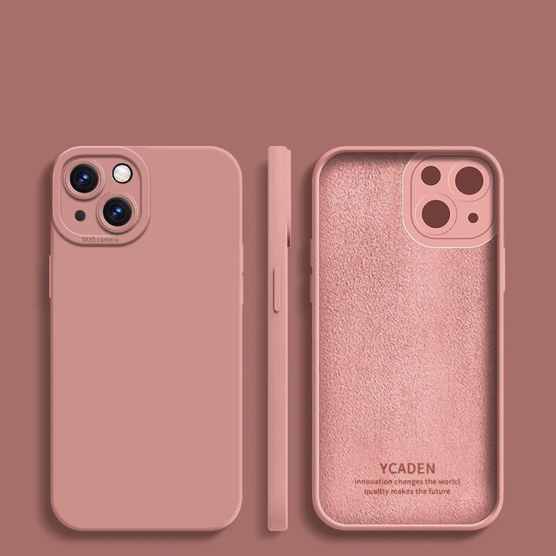 Розовый чехол из жидкого силикона для iPhone 14