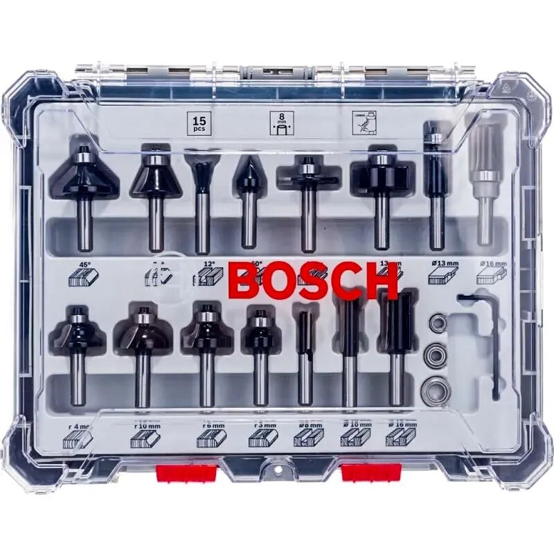 Набор фрез BOSCH 2607017472 8 - 35 мм, S8 (15 предметов)
