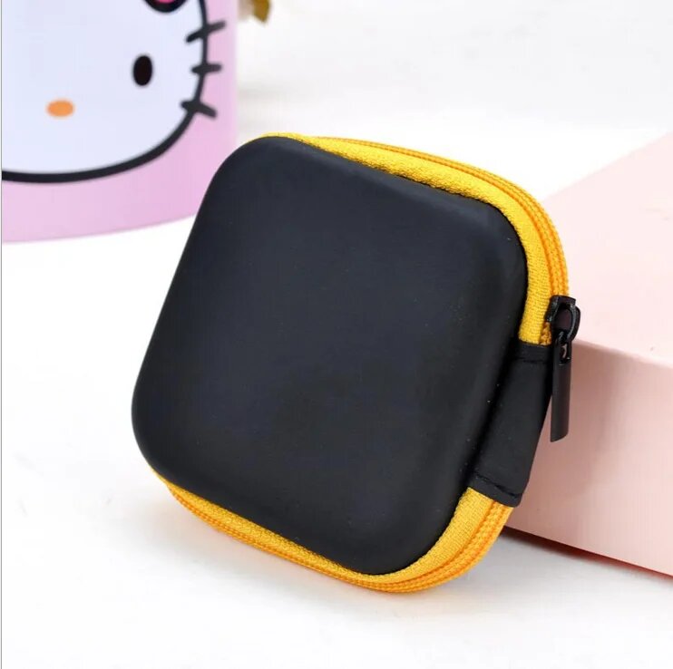 1 шт, чехол для наушников на молнии, кожаный ящик для хранения наушников, портативный дорожный органайзер для USB-кабеля, жесткая сумка для монет, карта памяти