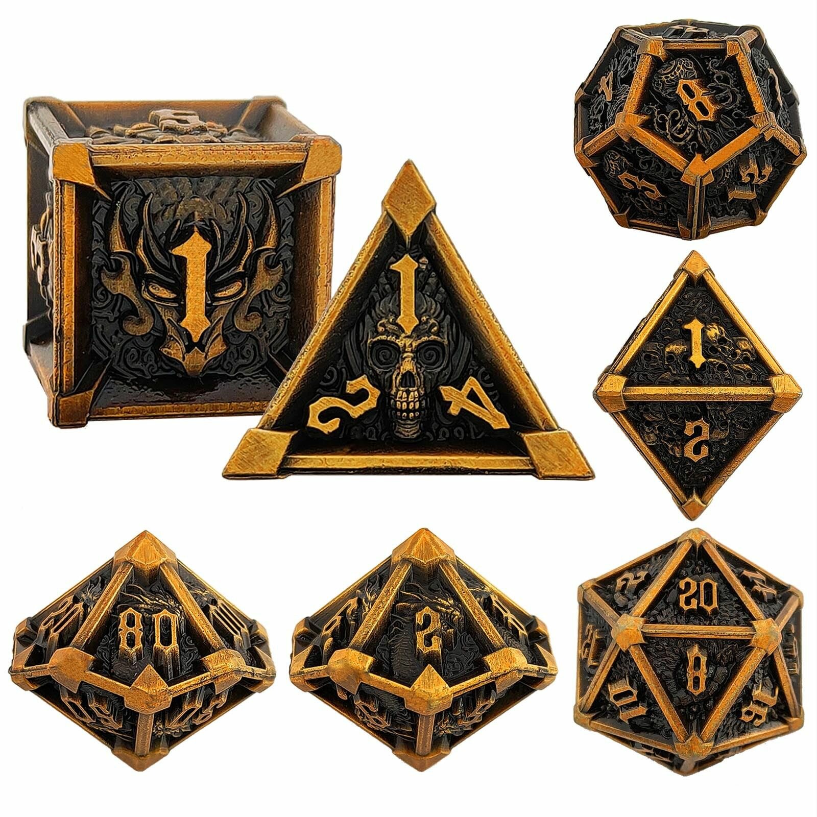 Дайсы ручной работы, легкосплавные материалы, DND, Dungeons & Dragons, Pathfinder RPG (набор из 7 шт.)