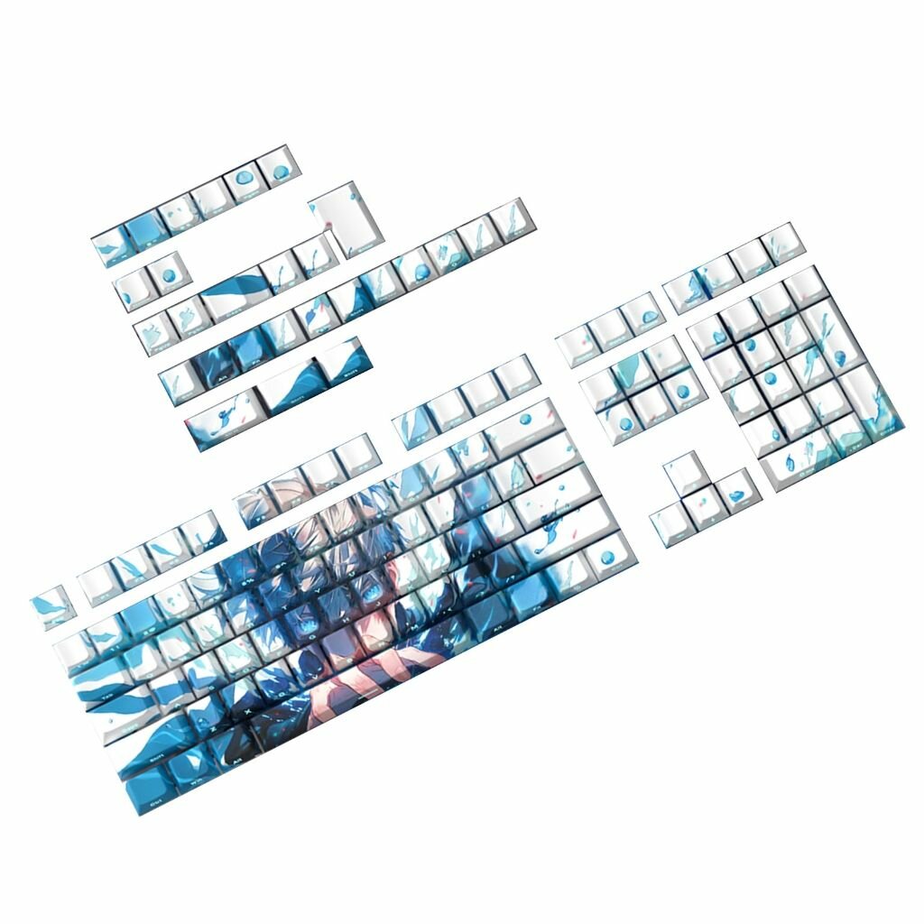 (136 клавиш) Оригинальные по высоте полупрозрачные колпачки с цветной боковой гравировкой на пяти полосах