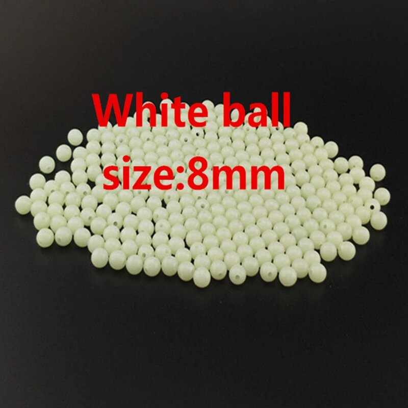 Светящиеся бусины для рыбалки 100 шт. Белый, White ball 8mm