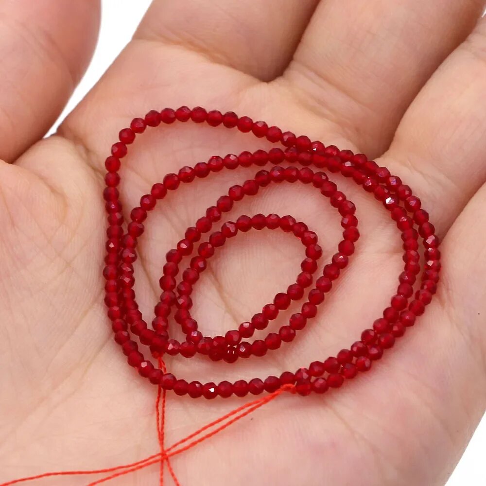 Граненые бусины из полудрагоценных камней 2мм, 3мм, 4мм Красный, 2 мм, Красный