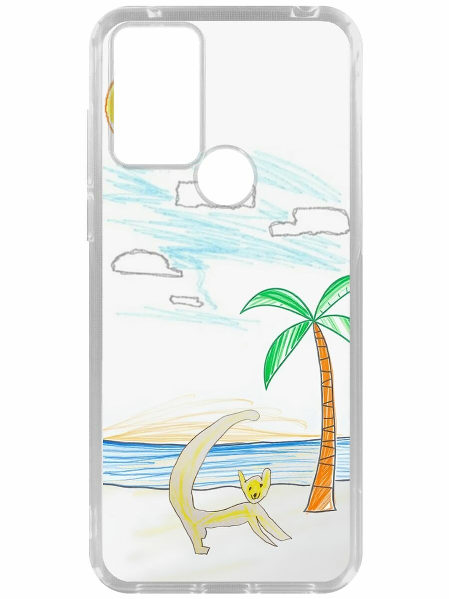 Чехол-накладка Krutoff Clear Case Лемур на пляже для TCL 30 SE