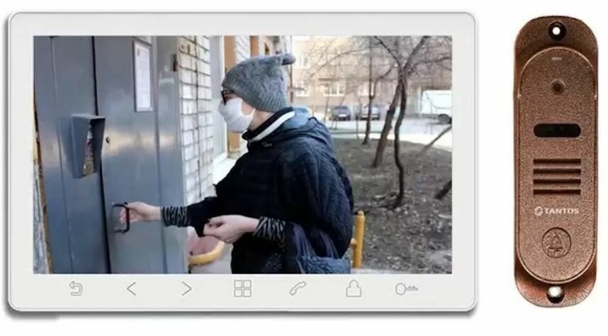 Комплект видеодомофона Tantos Prime HD SE (белый) и Stich HD (медь)
