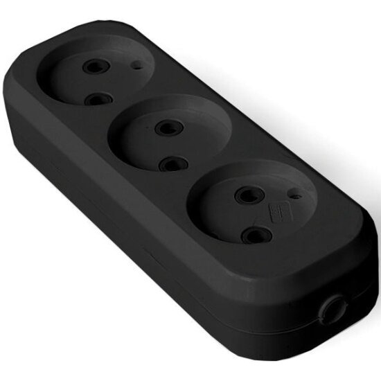 Колодка удлинителя Universal 1305 3-м без заземл. АБС-пластик черн.