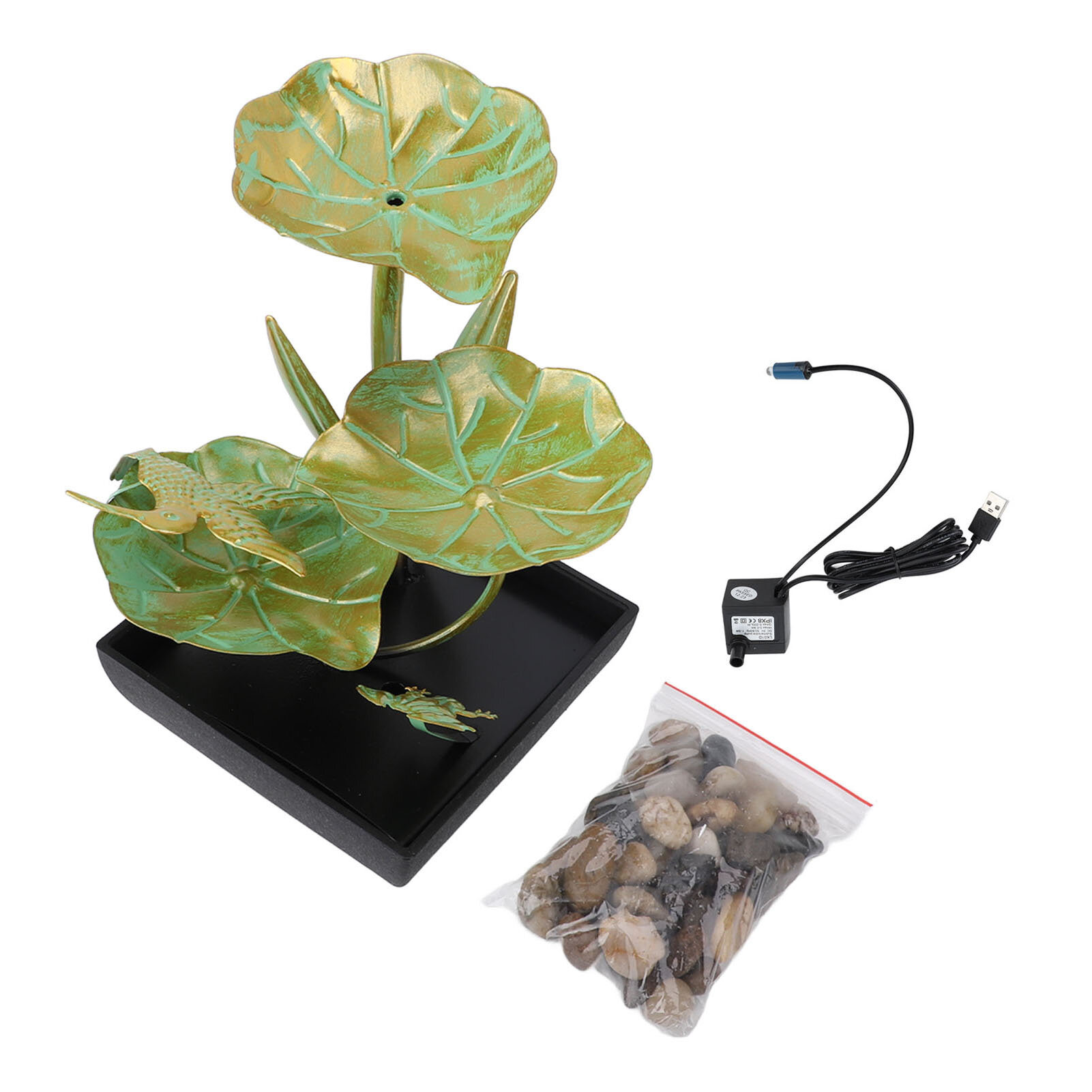 Фонтан USB в форме листа лотоса Iron Art Bird, декоративный элемент для воды, столешница или стол, современный декор для домашнего офиса, звук водопада