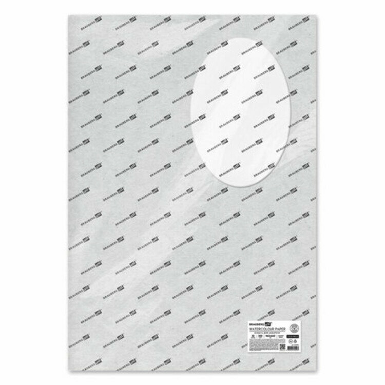 Бумага для акварели хлопок 100%, 300 г/м2, 460x660 мм, среднее зерно, 10 листов, BRAUBERG ART, "PREMIERE", 113231