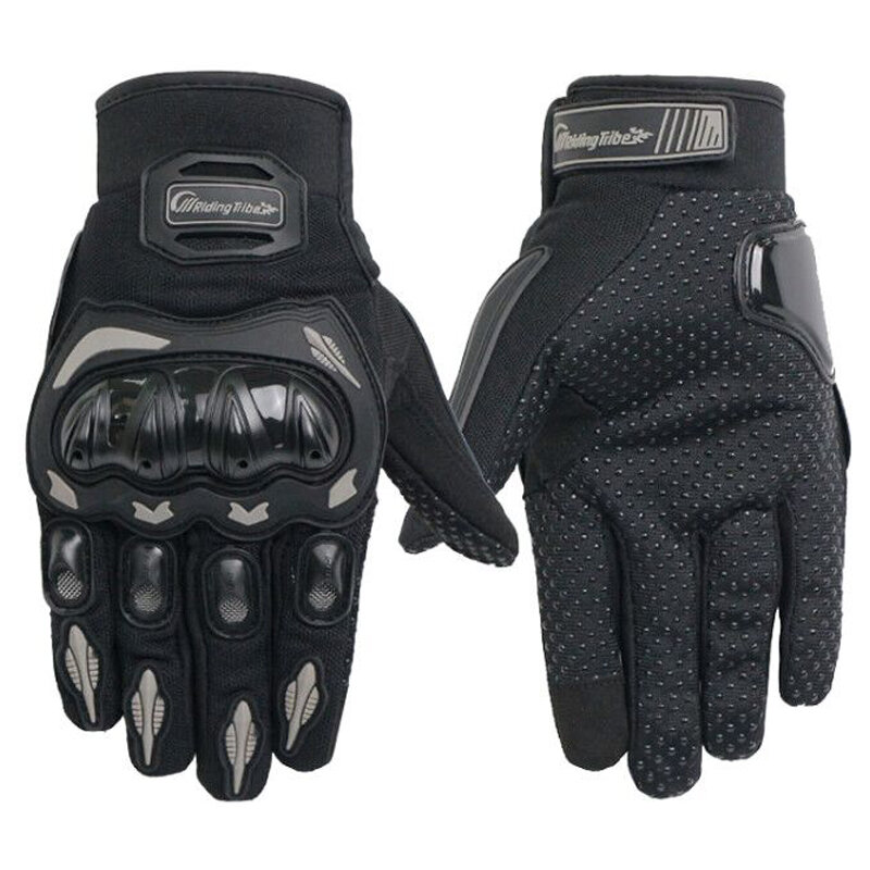 BIKEBROS Motorcycle Riding Gloves, All-Season, Anti-Fall, Wear-Resistant, Racing, Touchscreen Compatible, Summer Motorcycle Gear, Black, XL Size
