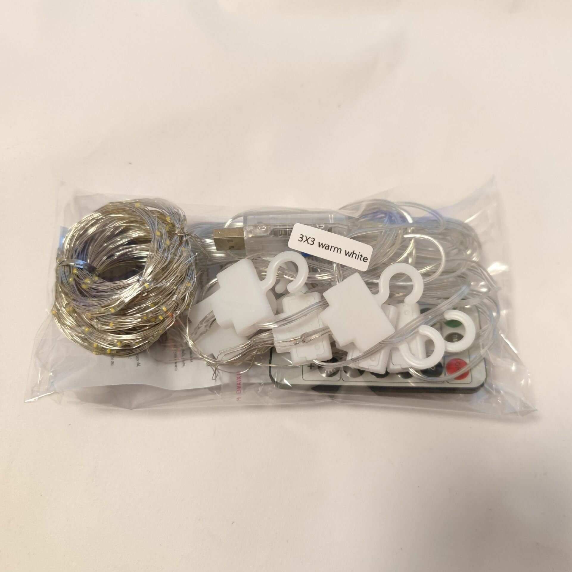 Гирлянда штора интерьерная светодиодная тёплый свет 3х3м от USB с пультом