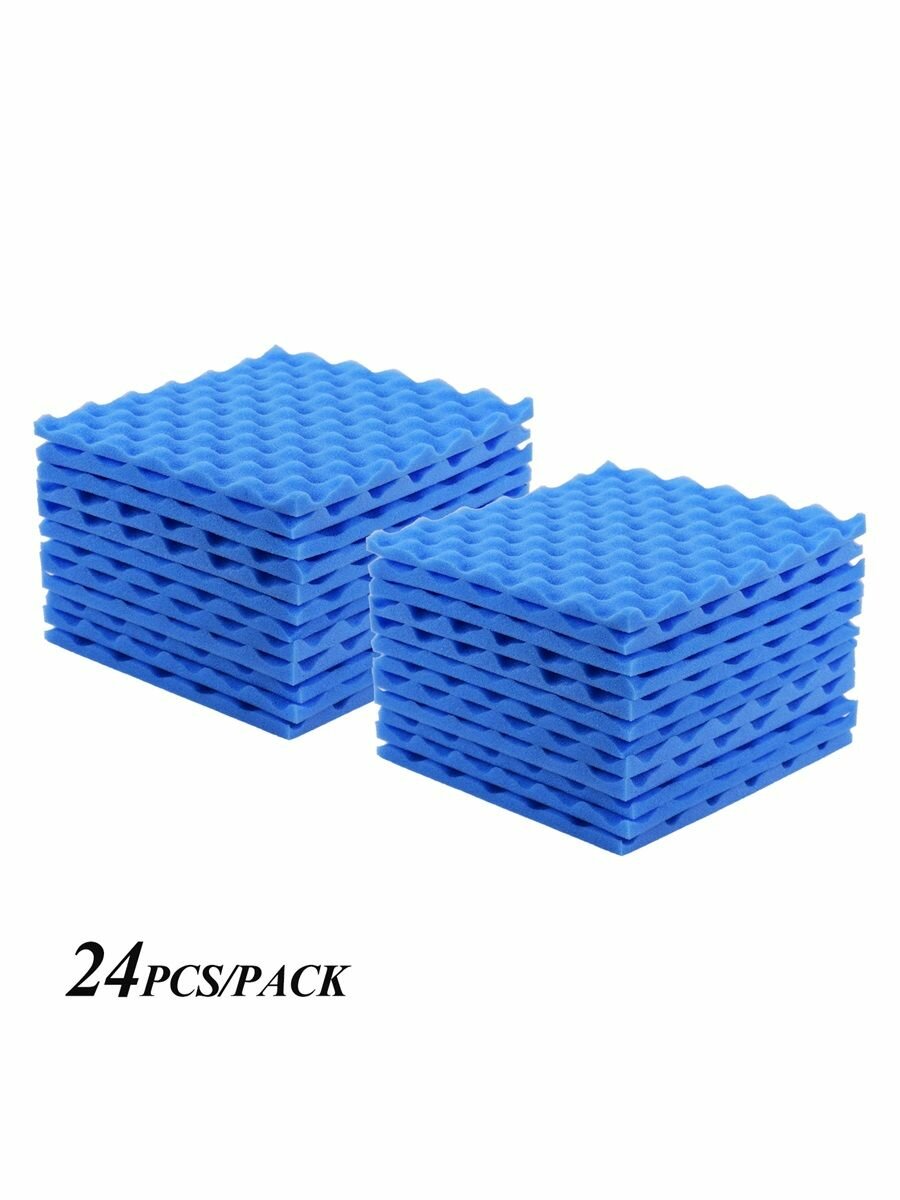Панели из синего звукоизоляционного пенопласта 30 см x 30 см, в упаковке 24 шт, акустическая пена 12 x 12 дюймов для звукоизоляции домашней студии