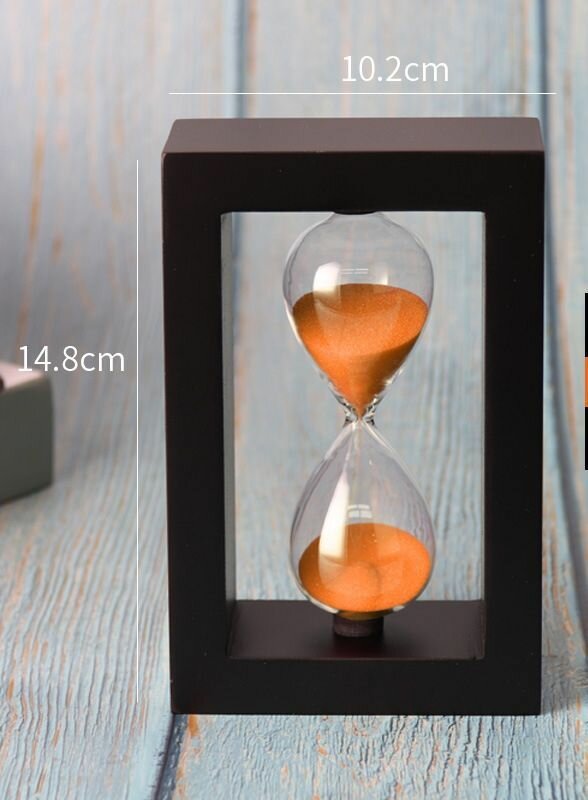 Часы песочные с оранжевым песком (темное дерево) на 15 минут