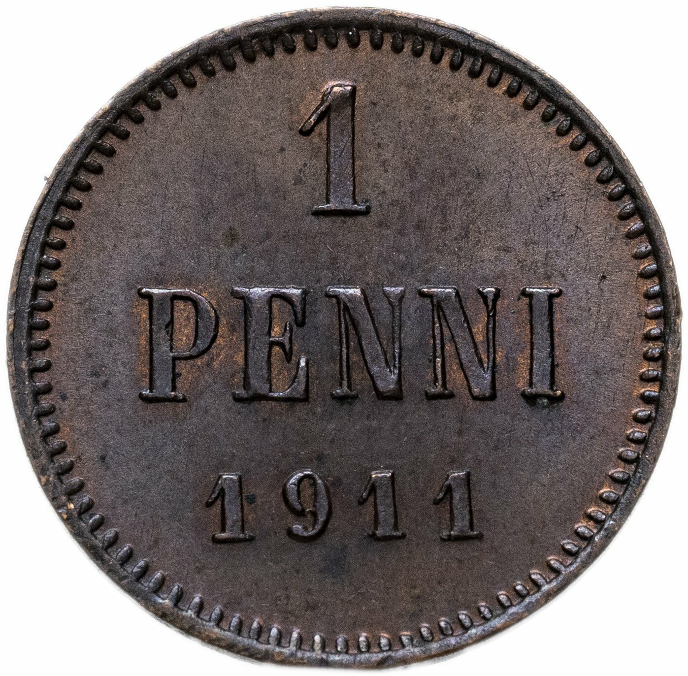 1 пенни penni 1911 Российская Финляндия, Медь, в сохранности UNC