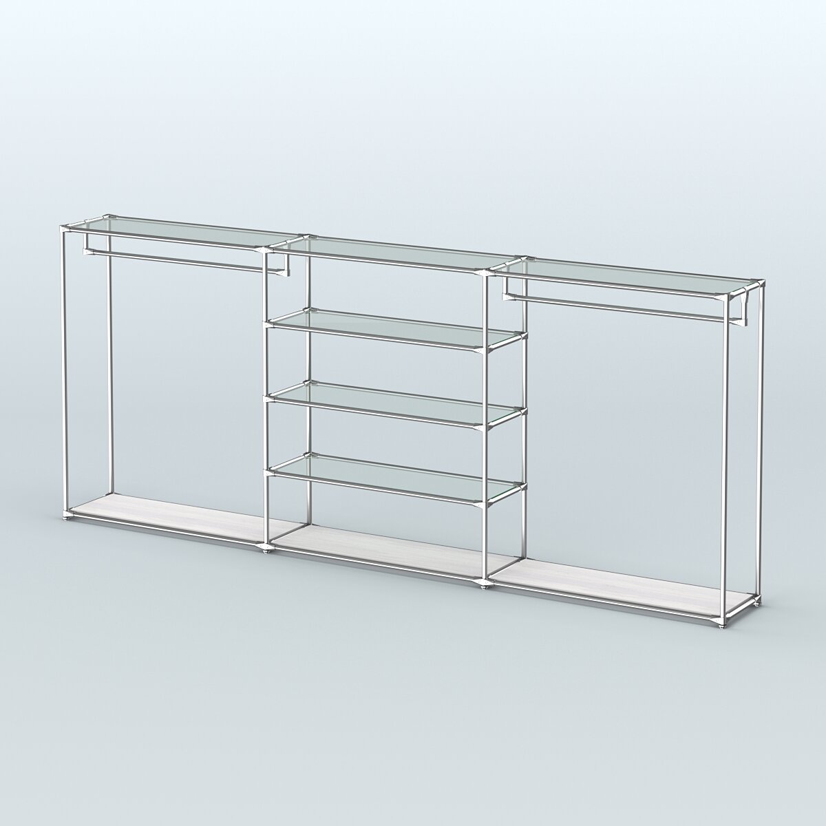 Островная торговая система хром 3600 мм с поручнями №9, Ясень Анкор светлый