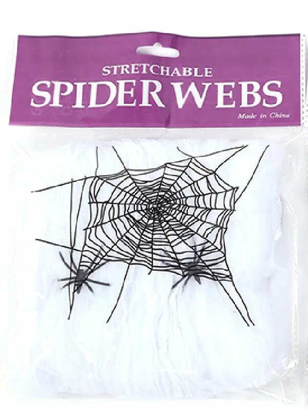 Искусственная паутина с пауками на Хэллоуин Spider Web-White