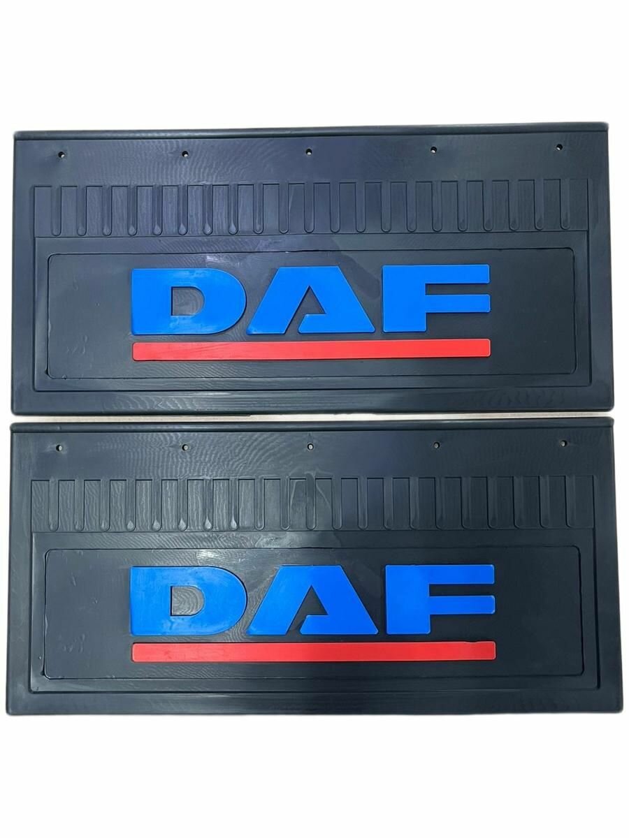 Брызговики задние DAF комплект 2шт 520*250 синяя надпись с красной полосой