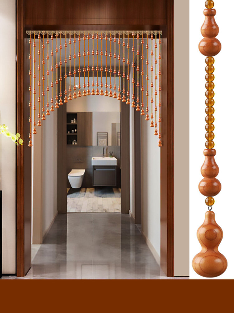 Занавеска декоративная деревянная, Форма Арка, 25 нитей, 80х75 см, светло-коричневый