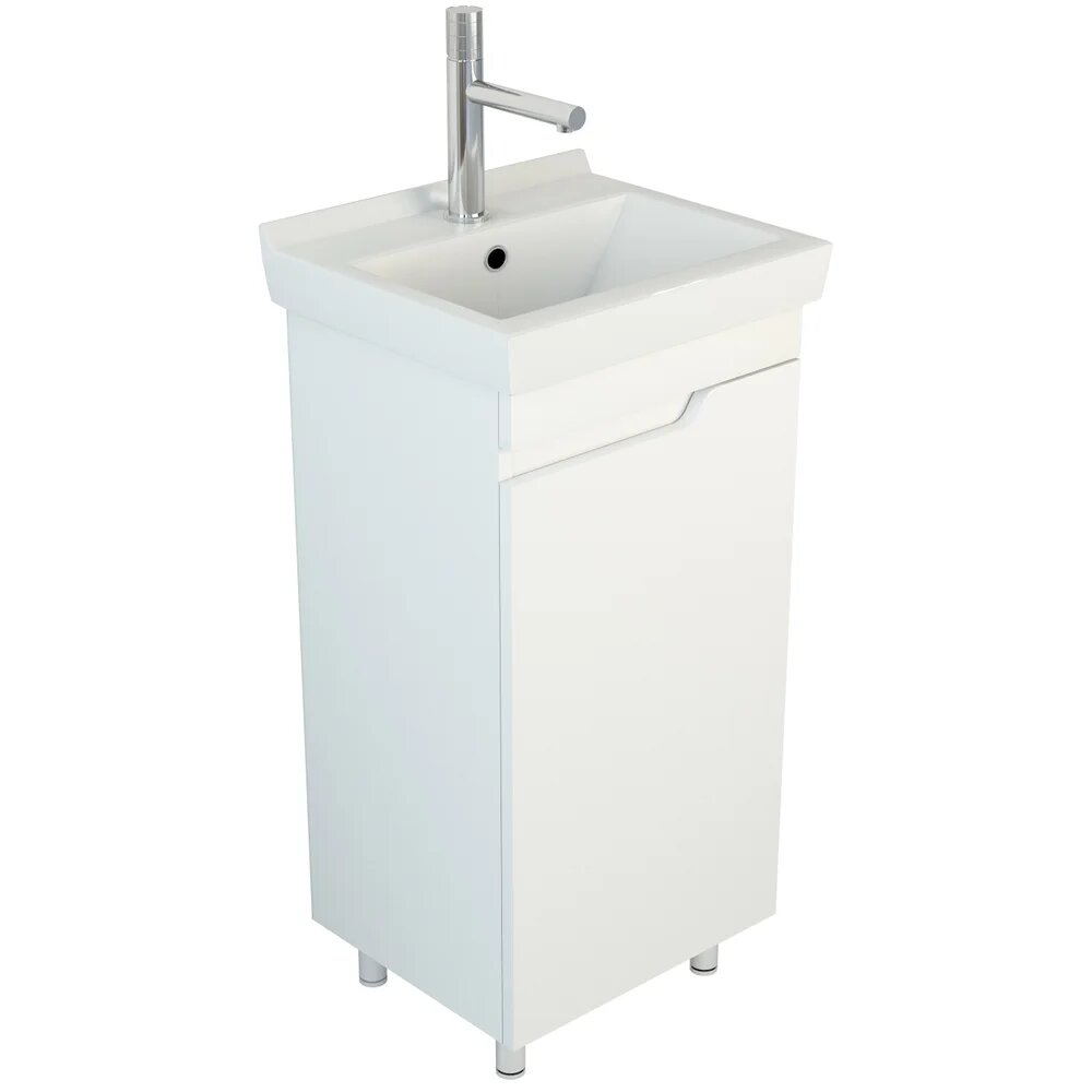 Тумба под раковину без столешницы Emmy Агата 40 R глянцевая белая