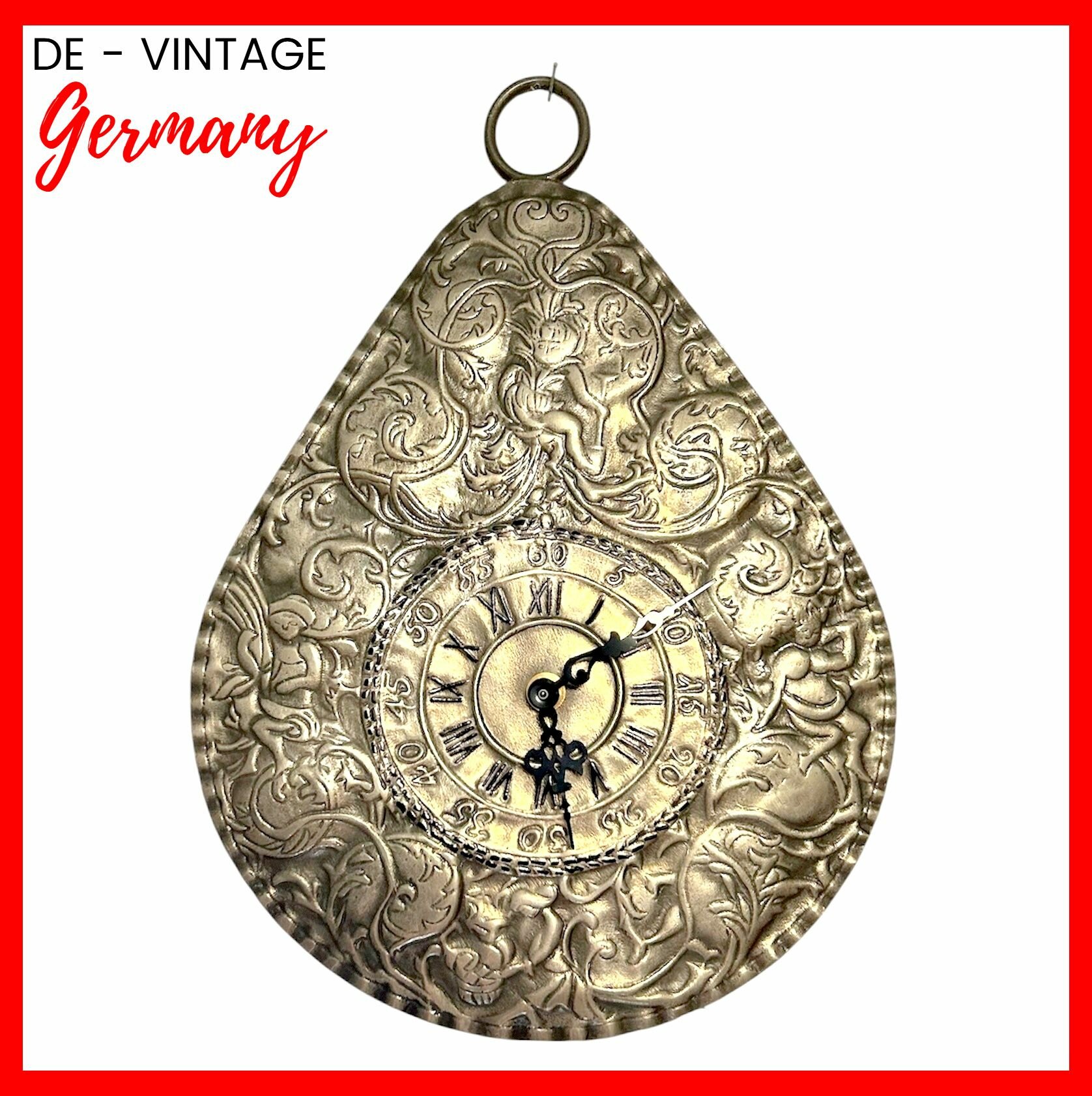 Часы настенные, олово, винтаж. Германия