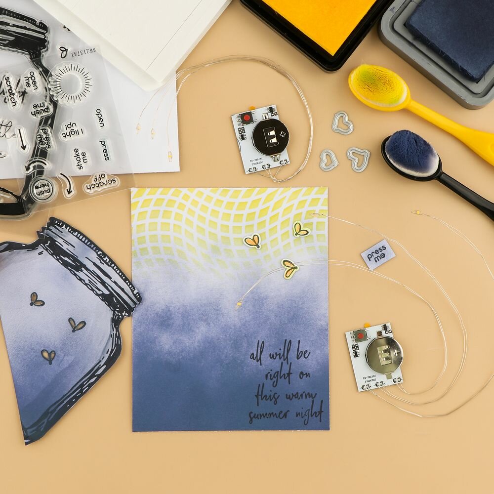 Гало-лампы для открыток и скрапбукинга с 3 светодиодами, набор светильников для handmade открыток, альбомов и поделок, самоклеящиеся LED лампочки с выключателем