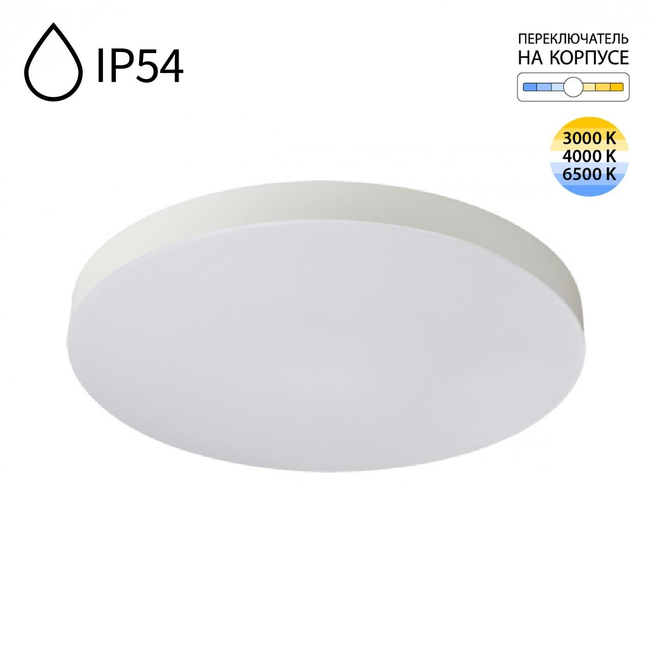 Светильник настенно-потолочный Sonex Gamma 7759/50L пластик/белый LED 50Вт 3000/4000/6500K D500 IP54 CCT