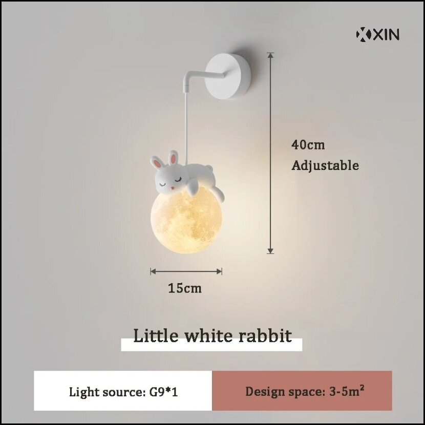 Настенные светильники XIUAN Белый медведь Белый кролик, 3 color temperature, White Rabbit, Белый
