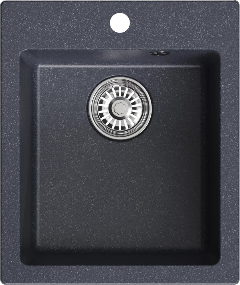 Мойка кухонная Mixline ML-GM14 мраморная, 42x50, прямоугольная, мойка для кухни, черная, серая, матовая