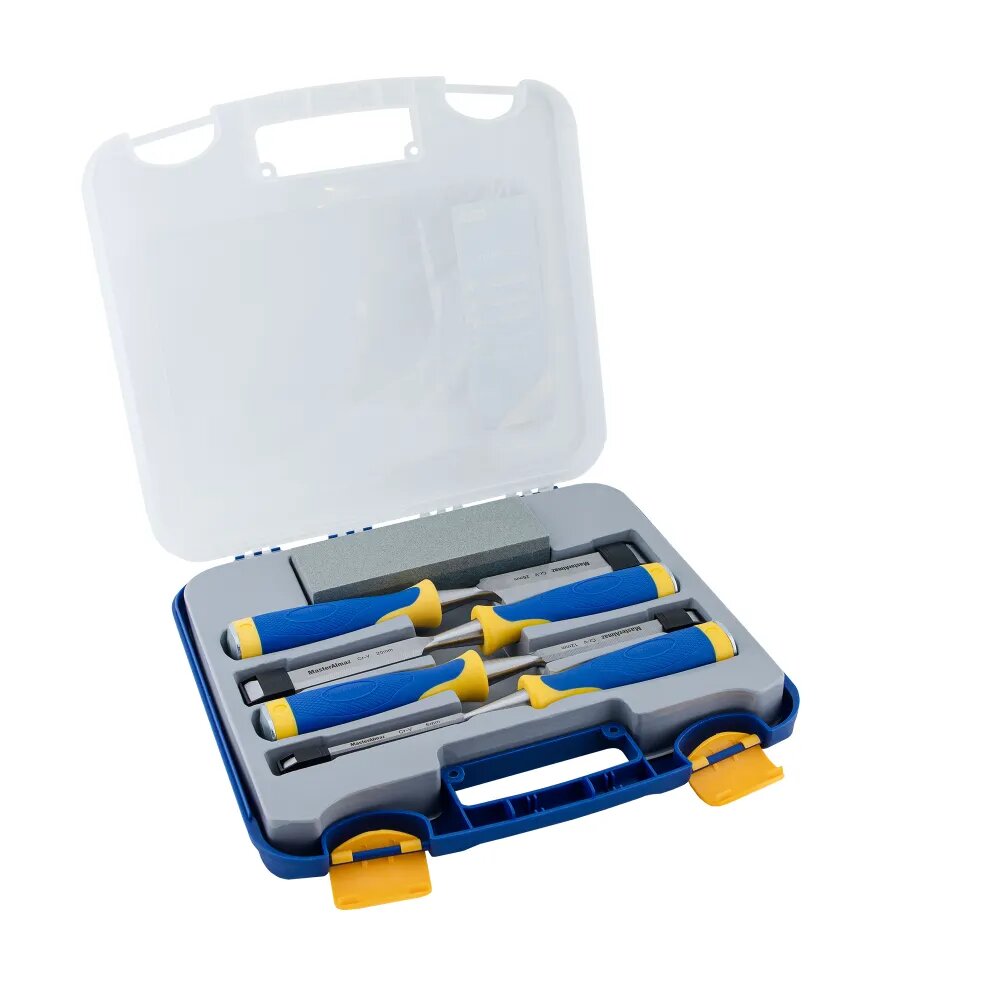 Набор стамесок 6,12,20,26мм +точильный камень в пластиковом кейсе