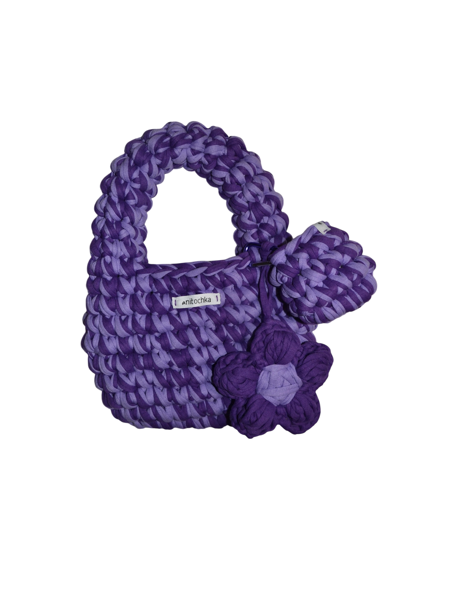 Сумка багет  anitochka.shop, с брелком-цветком и чехлом для наушников, 27×20 см, сиреневый/фиолетовый