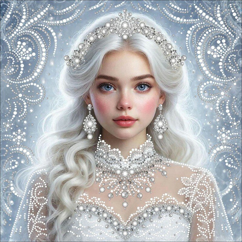 Канва с рисунком Larkes #К3724 Снегурочка, Вышивка бисером, 26 х 26 см (Бисер в комплект не входит.)