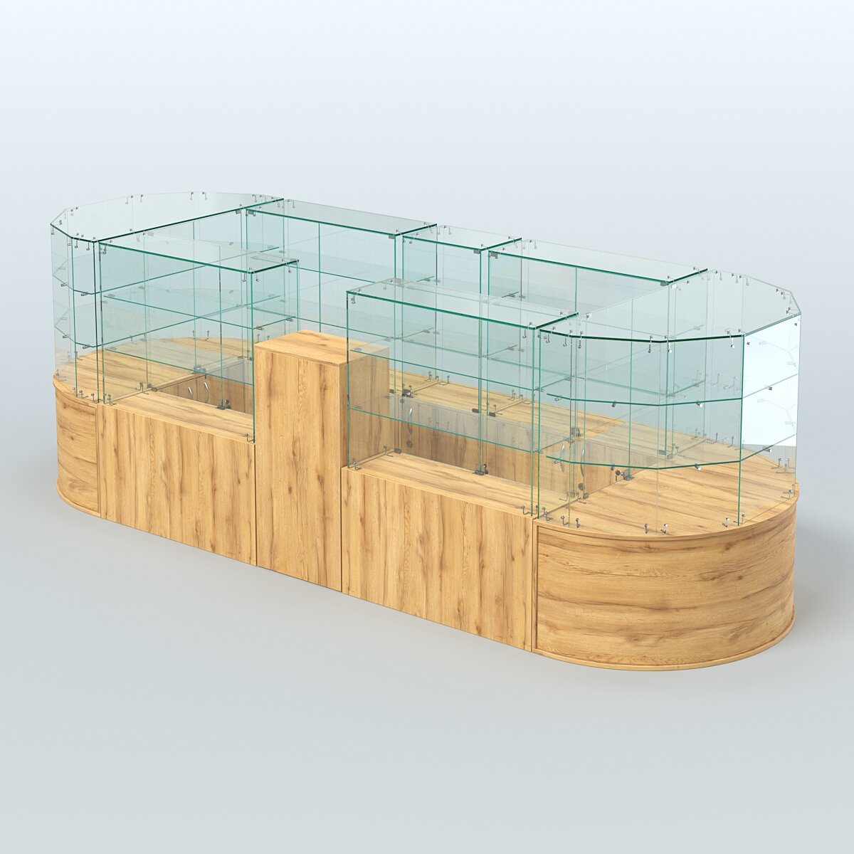 Круглый стеклянный островок-павильон серии кольцо вытянутый №3, Дуб Золотистый