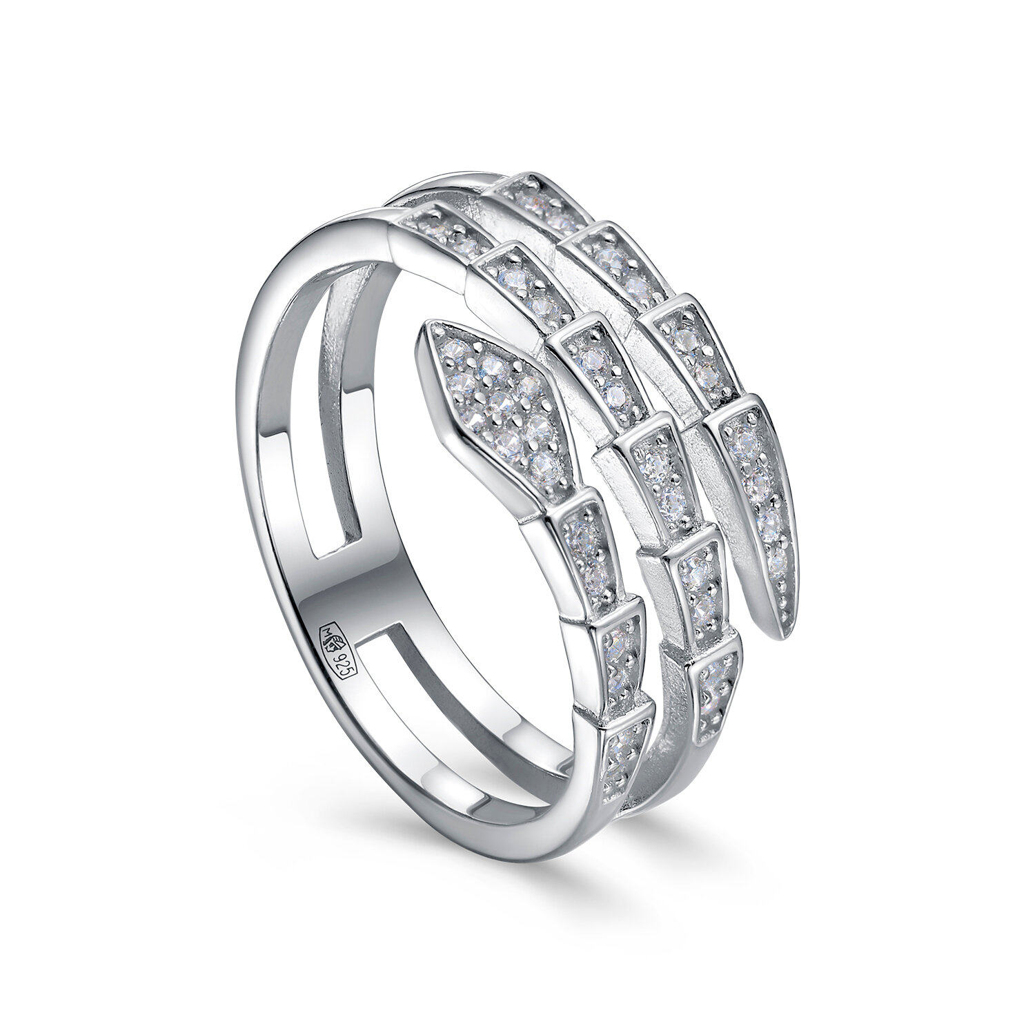 Кольцо тонкое, серебро, 925 проба, фианит