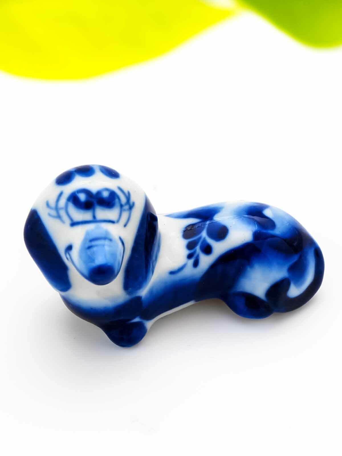 Фигурка коллекционная - Такса, Гжель, Фарфор, 5,5 см