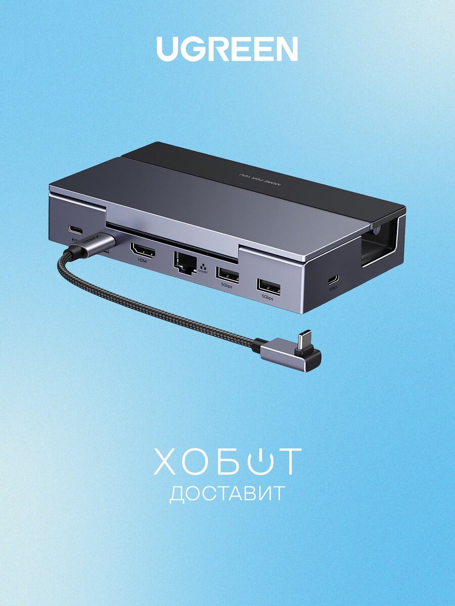 Хаб Ugreen CM800 6 в 1 серый (75126)