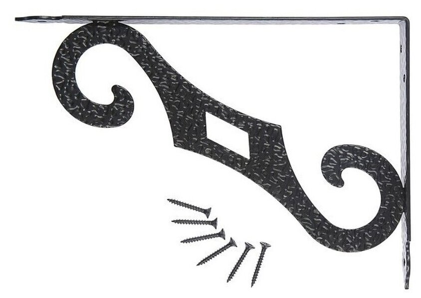 Кронштейн декоративный фигурный КД- 250х175 мм, Черный матовый.