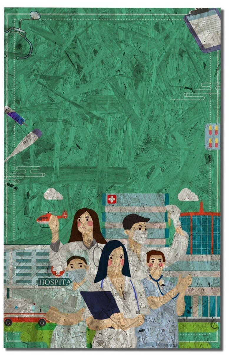 Картина на рельефной доске интерьер больница клиника врачи - 5569