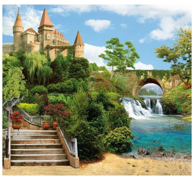 Фотообои Milan Ступени к замку, M 3130, 300х270 см, виниловые на флизелиновой основе