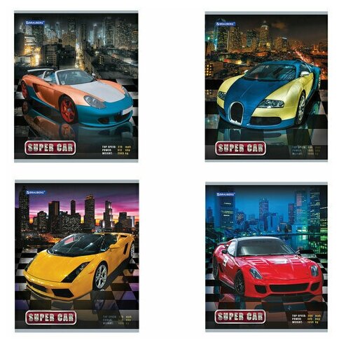 Тетрадь А5, 48 л, BRAUBERG ЭКО, клетка, обложка картон, авто, 401282