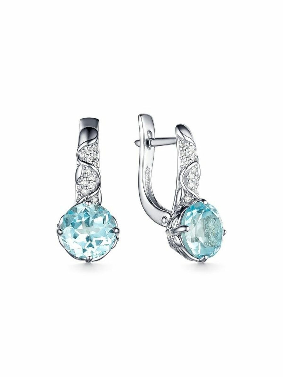 Серьги, серебро, 925 проба, родирование, фианит, топаз
