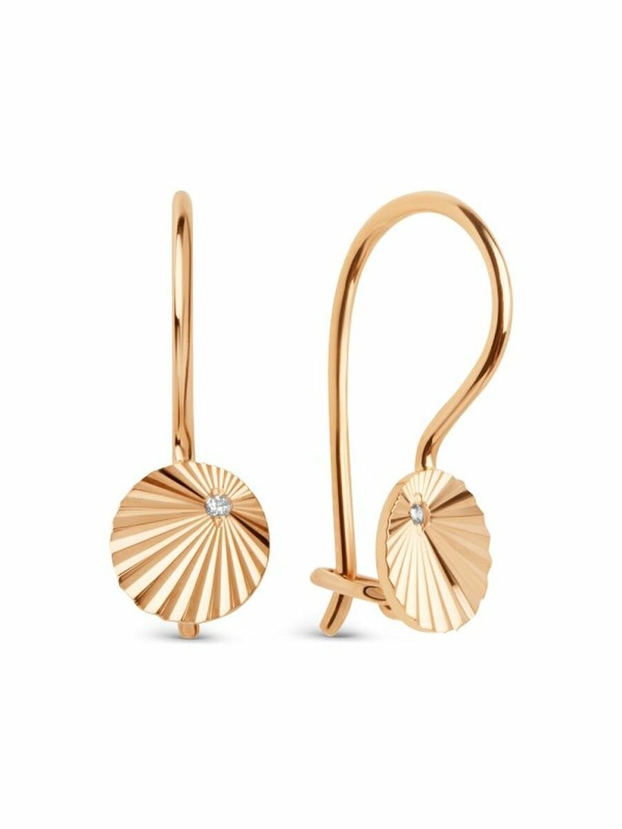 Серьги, красное золото, 585 проба, фианит