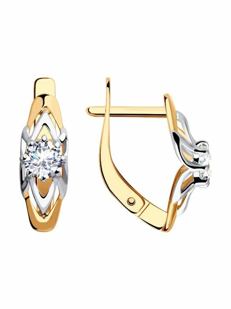 Серьги, красное золото, 375 проба, фианит