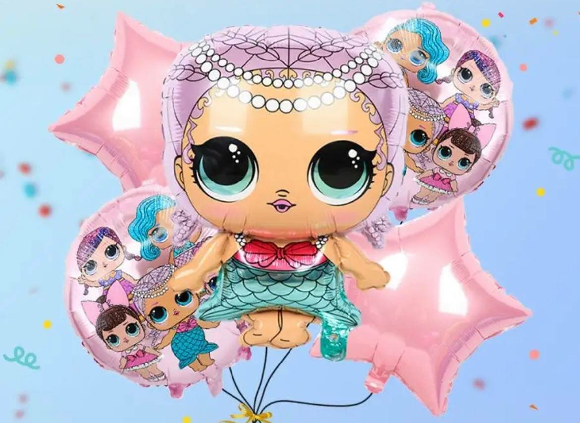 Набор фольгированных воздушных шаров/Воздушные шары "Куклы Лол"