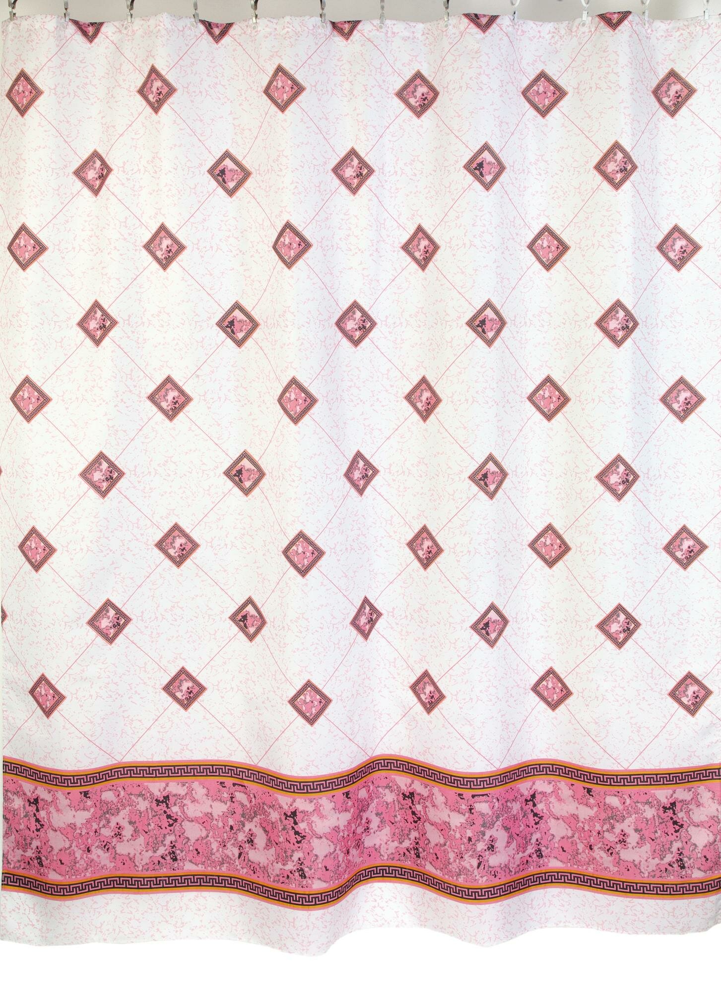 Штора для ванной комнаты Zalel YQL 1185-3 180x200 см полиэстер, розовая, мозаика