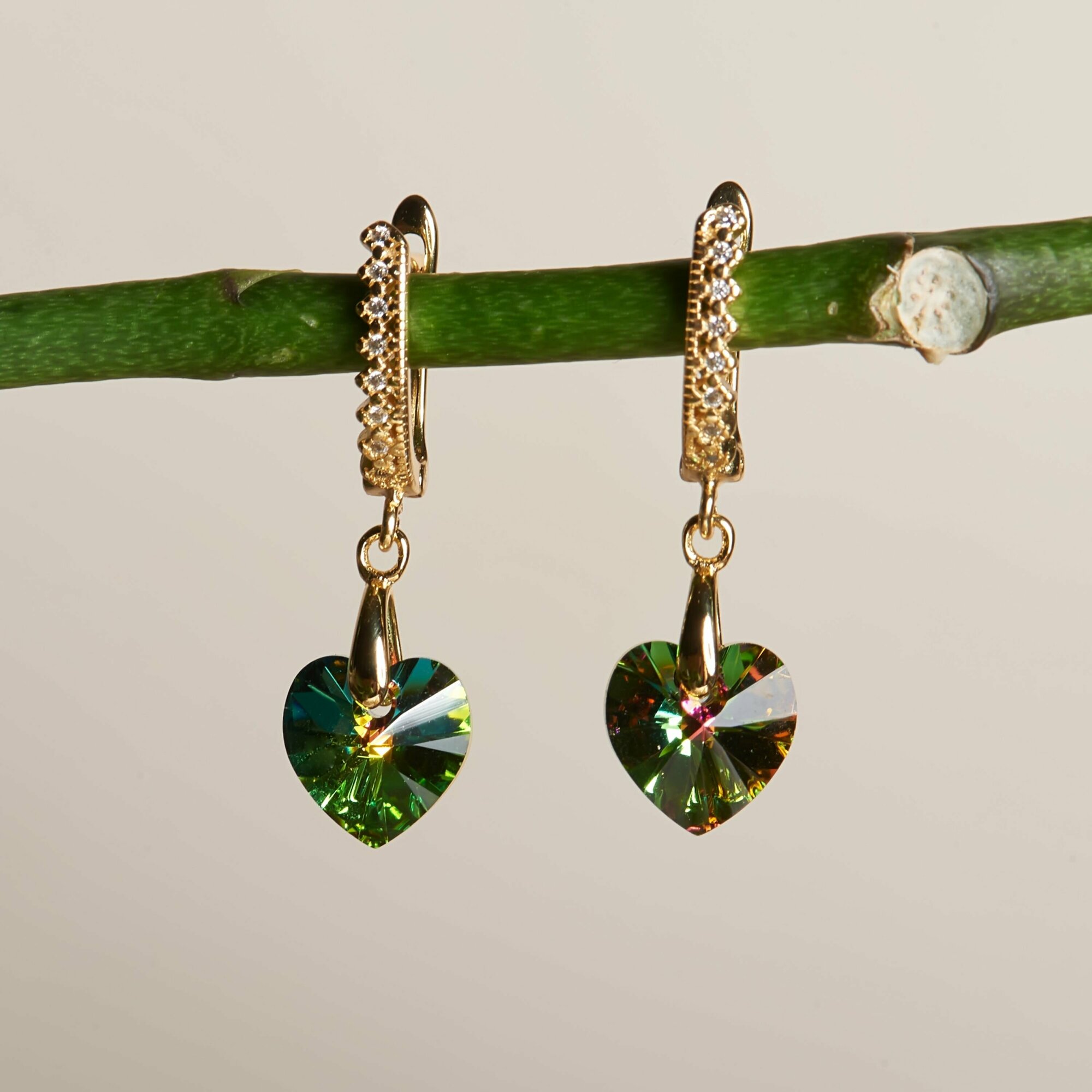 Серьги, стекло, кристалл, кристаллы Swarovski