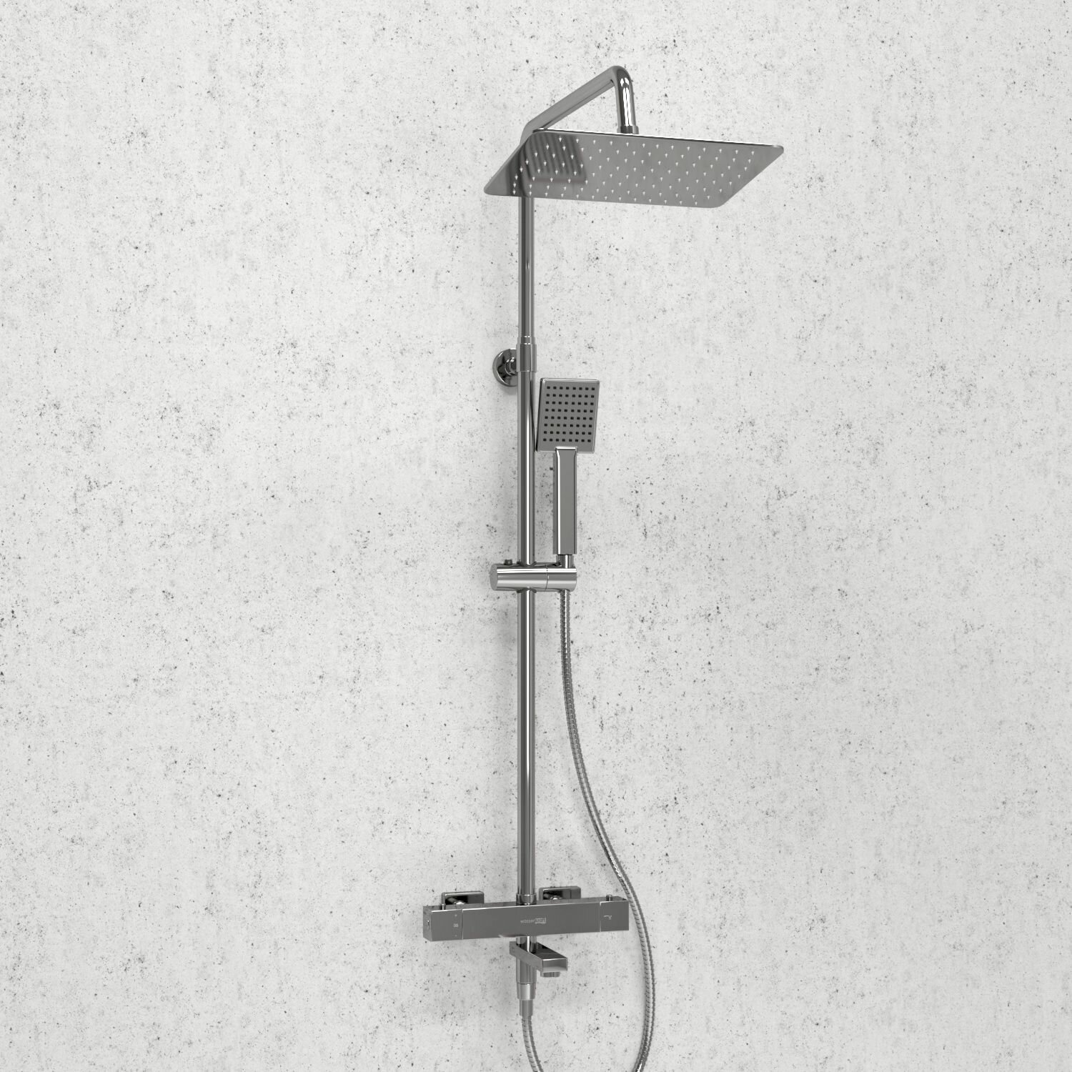 Душевая система с термостатом и тропическим душем T WasserKRAFT, хром