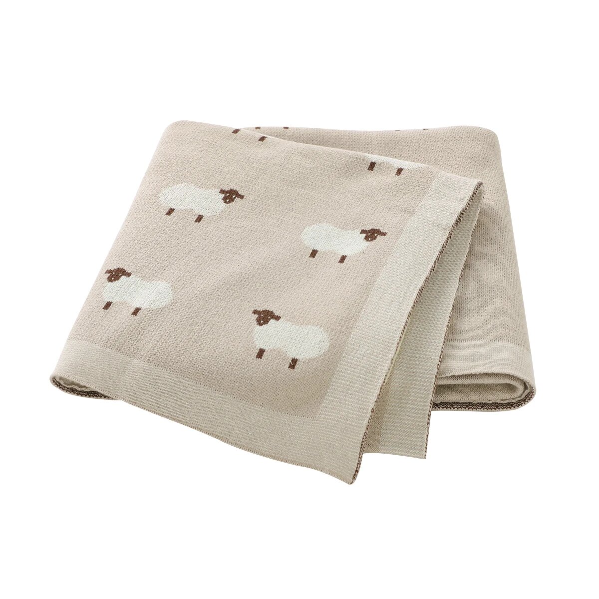 Детское одеяло с овечками, бежевое, 100x80 см, 82W520