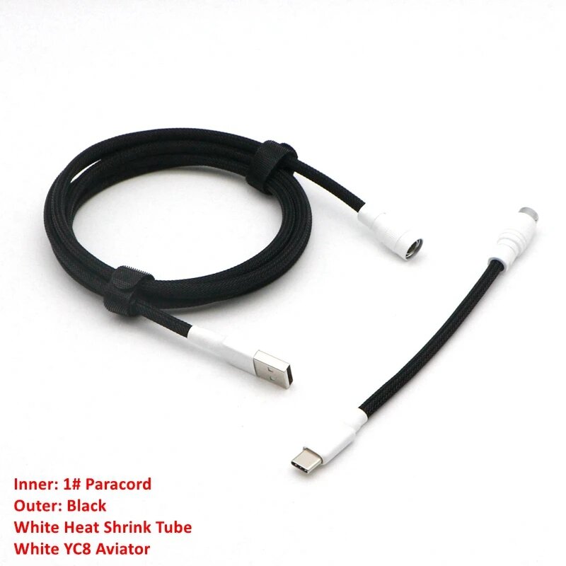 Кабель для механической клавиатуры Unyisi USB-Type-C с двойным рукавом Type-C, Black-White YC8