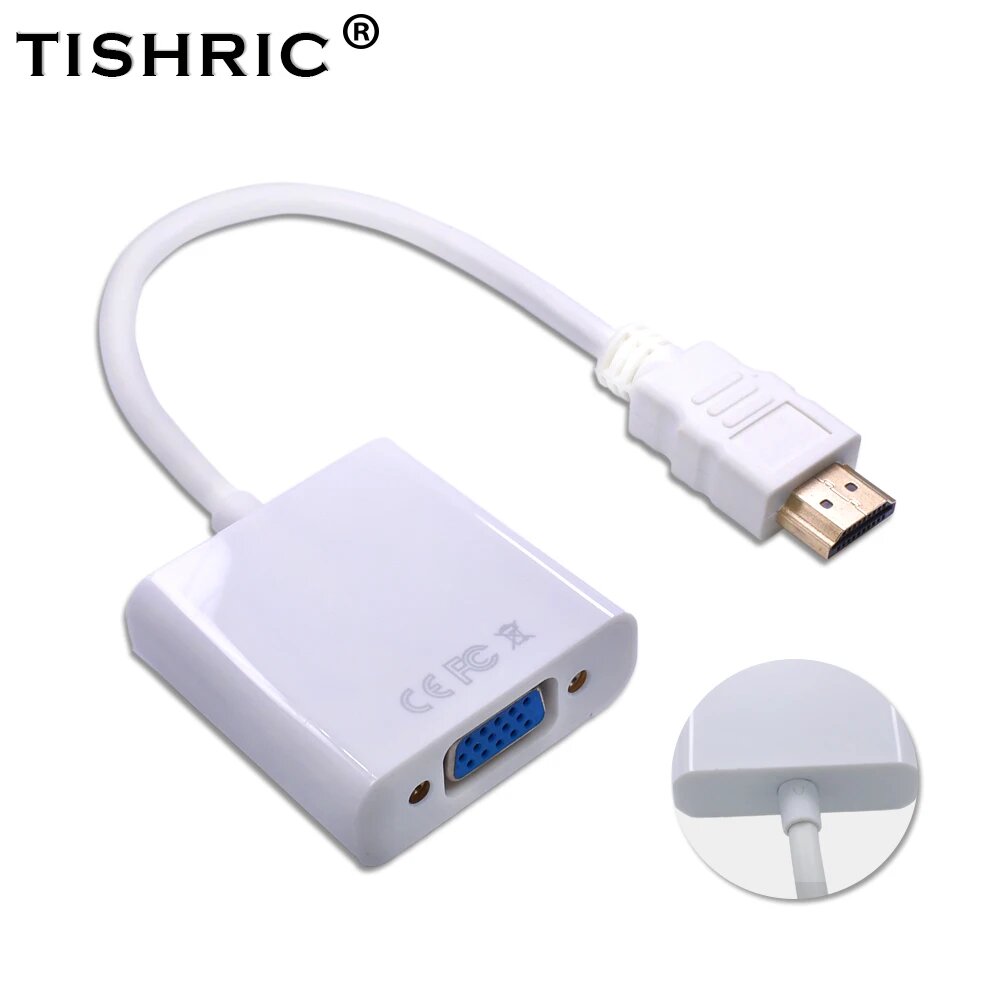 10 шт. TISHRIC HDMI-совместимый к VGA Кабель-преобразователь адаптер штекер-штекер с аудиокабелем HD 1080P для ПК ноутбука планшета телевизора
