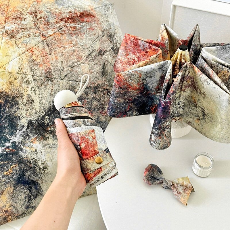 Японский и корейский автоматический зонт для женщин, свежий цветочный дизайн, зонт для защиты от солнца, двойное использование для солнца и дождя, черное покрытие, 50% off зонтов